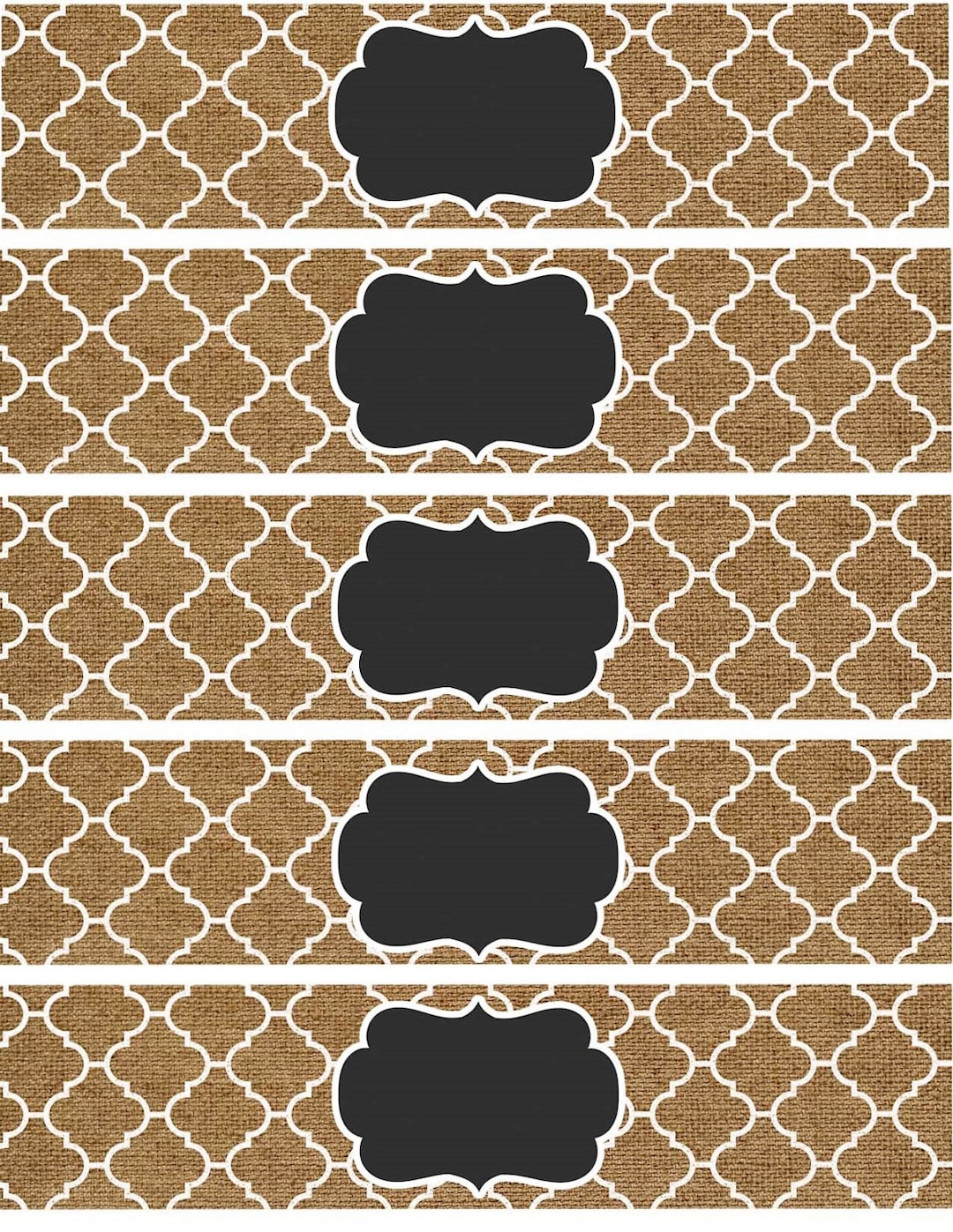 Burlap Water Bottle Labels-instant Download - Etsy