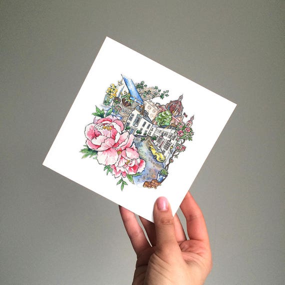 Knightsbridge Mews Card. London Travel. Flowershop Art. London | Etsy