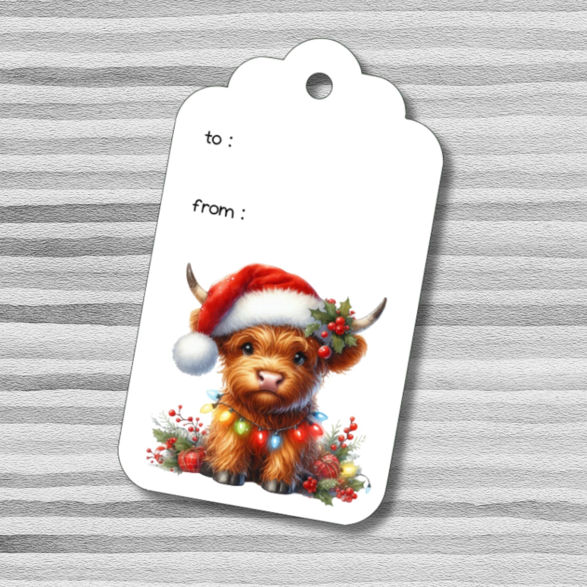 Highland Cow Christmas Gift Tags | Rustic Farmhouse Holiday Wrapping ...