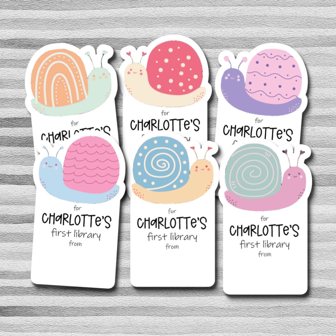 Book Stickers, First Library, Baby's First Library Labels, Snails ...