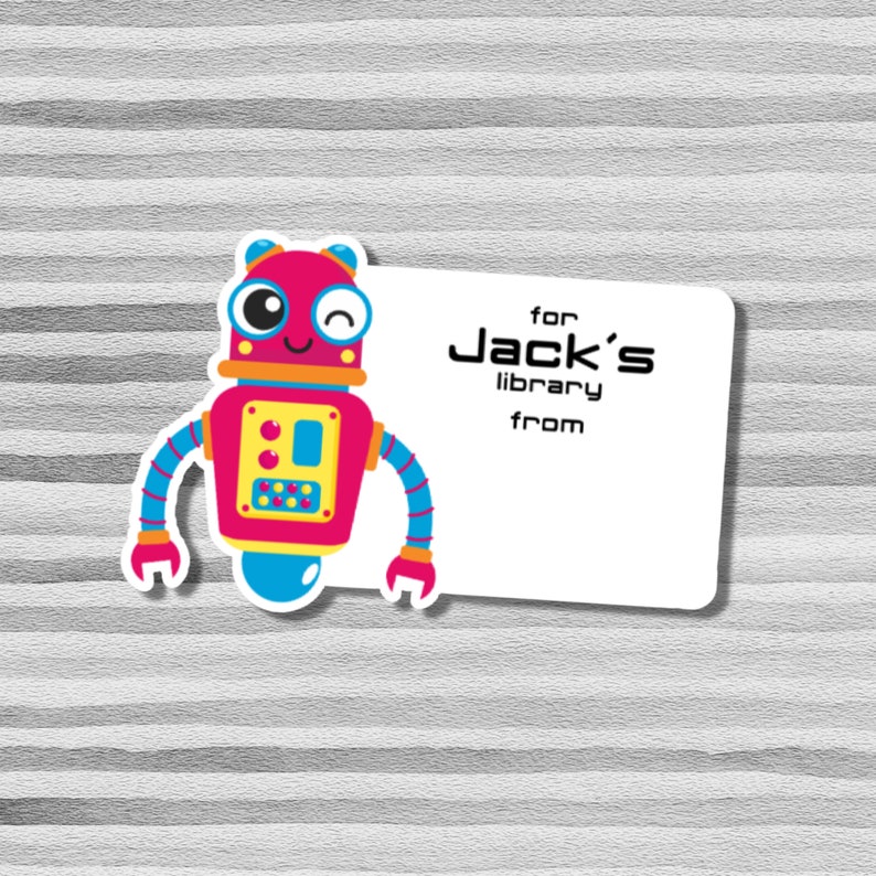 Robot Book Labels – Baby’s First Library Stickers | Personalized ...
