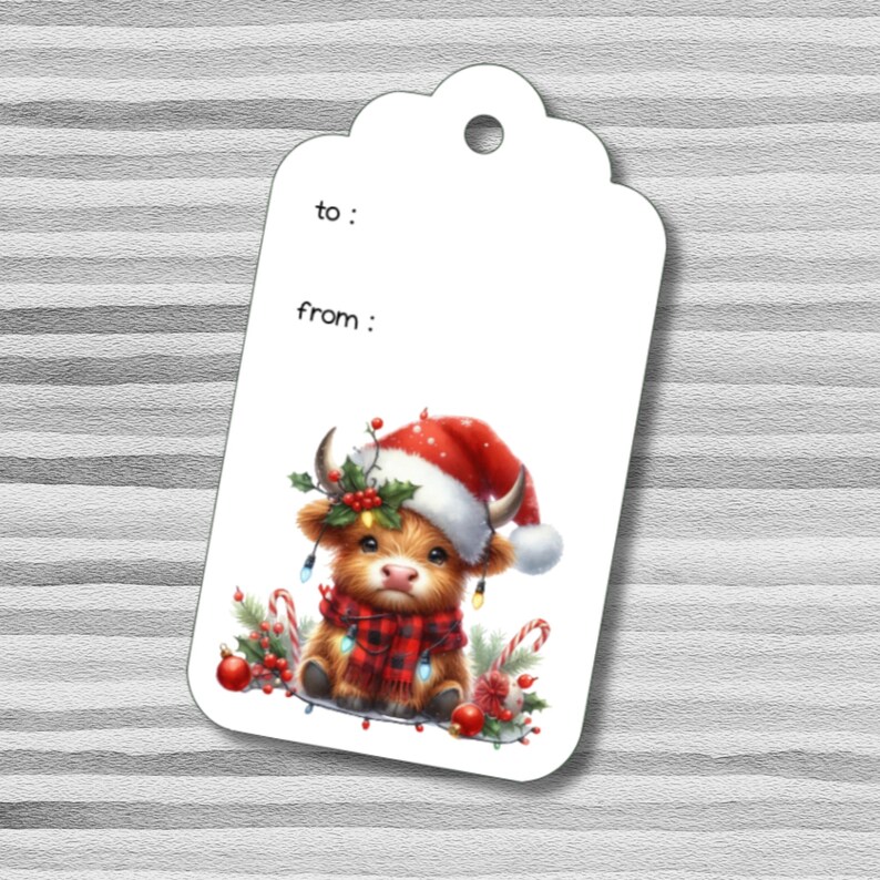 Highland Cow Christmas Gift Tags | Rustic Farmhouse Holiday Wrapping ...