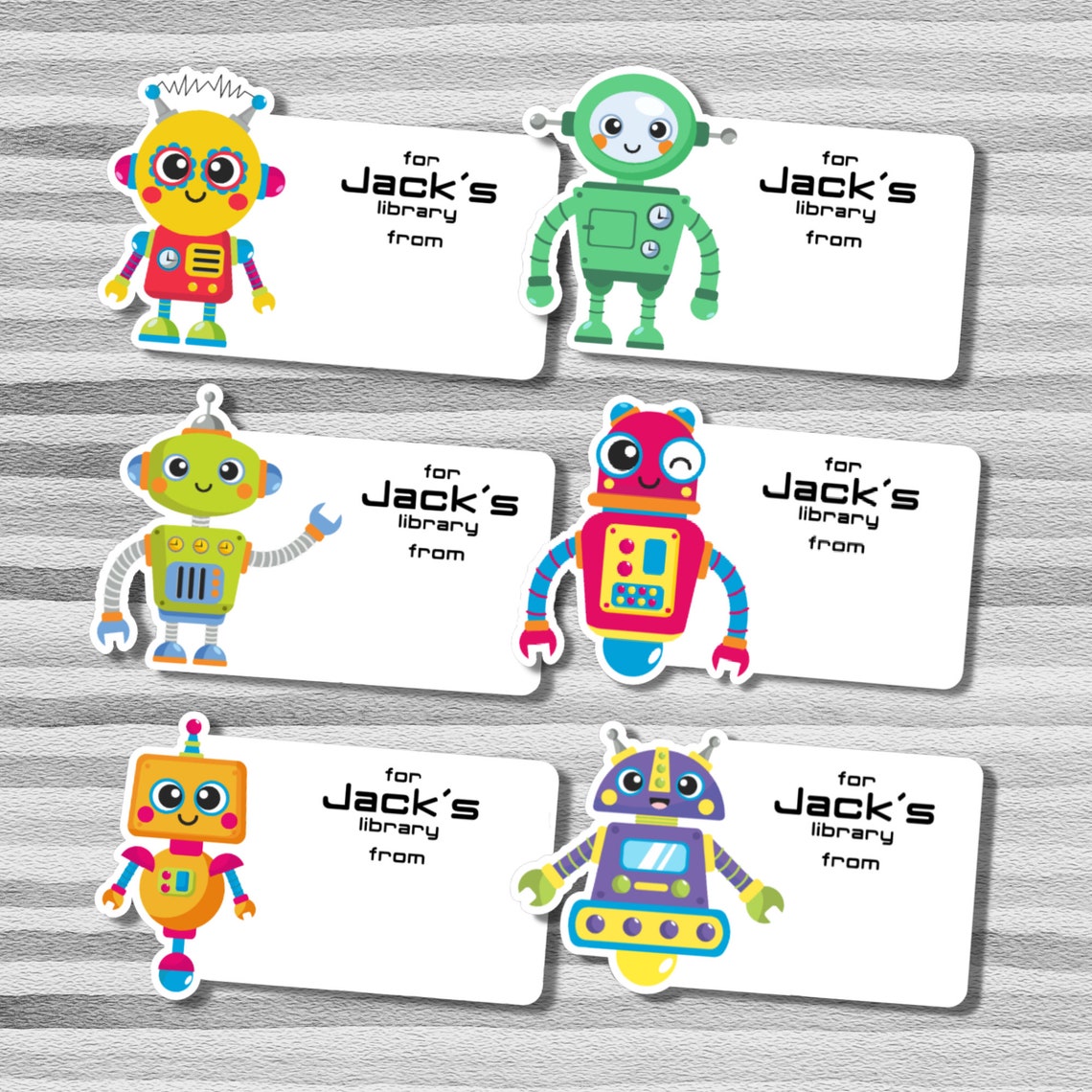 Robot Book Labels – Baby’s First Library Stickers | Personalized ...