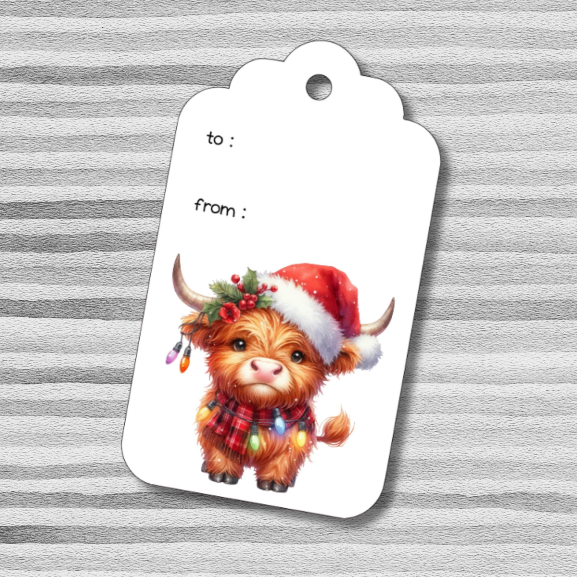 Highland Cow Christmas Gift Tags | Rustic Farmhouse Holiday Wrapping ...