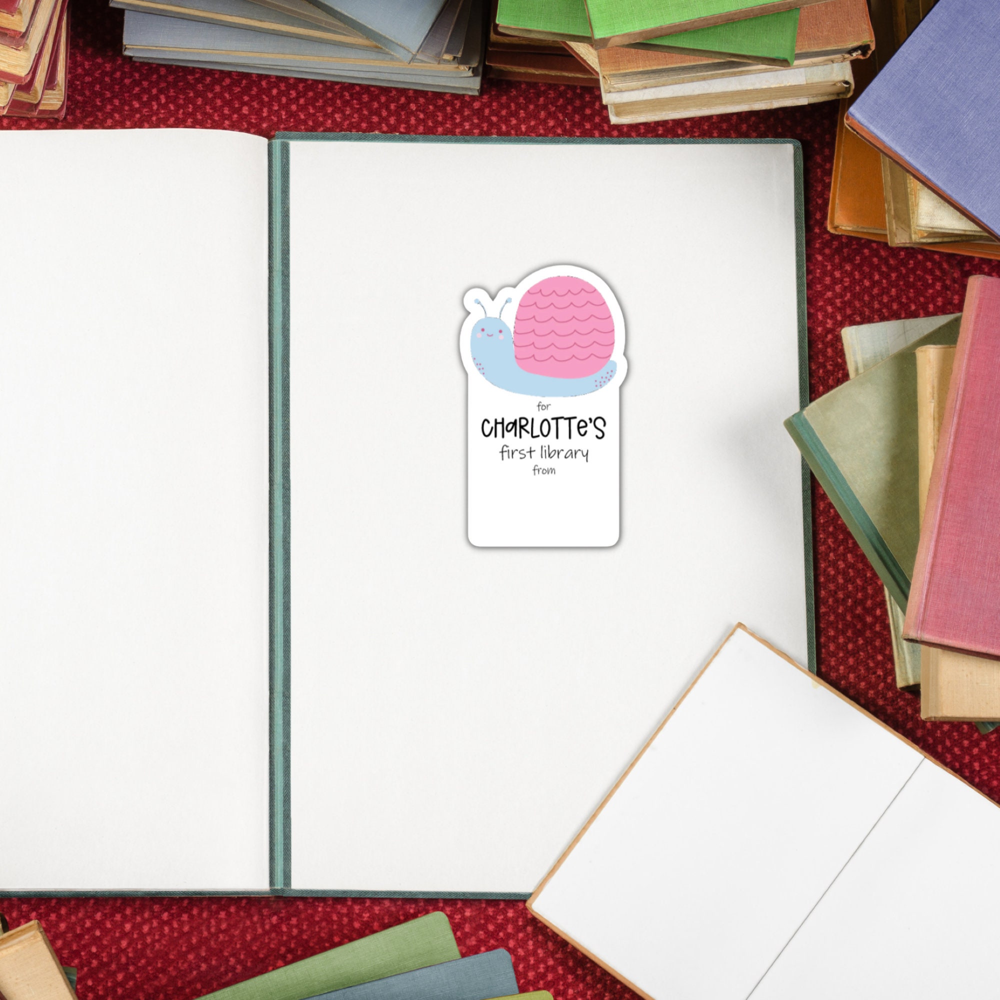Book Stickers, First Library, Baby's First Library Labels, Snails ...