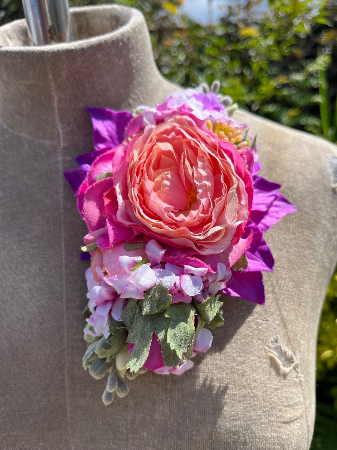 Modern Pin up Vintage Pink Peach Rannunculus Hair Flower/corsage 1940s ...
