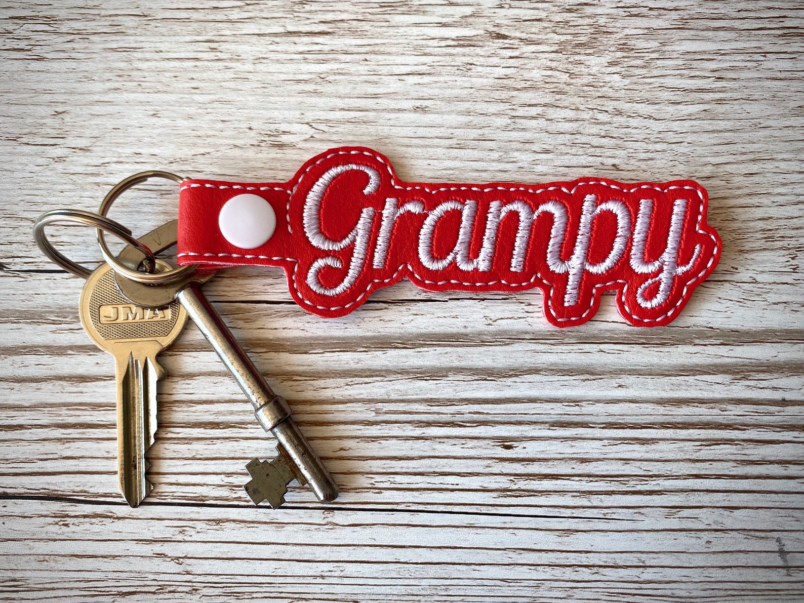Grampy Personalised Key Fob Handmade Embroidered Leatherette. - Etsy UK
