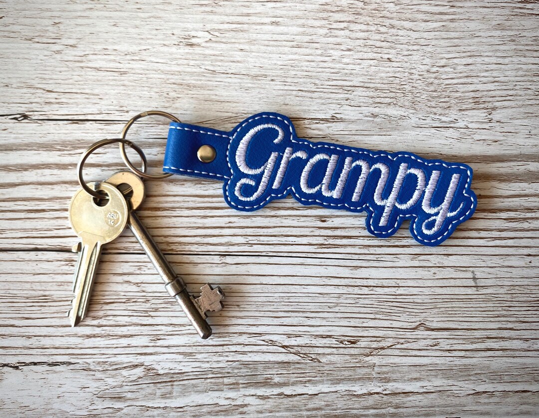 Grampy Personalised Key Fob, Handmade Embroidered Leatherette. - Etsy UK