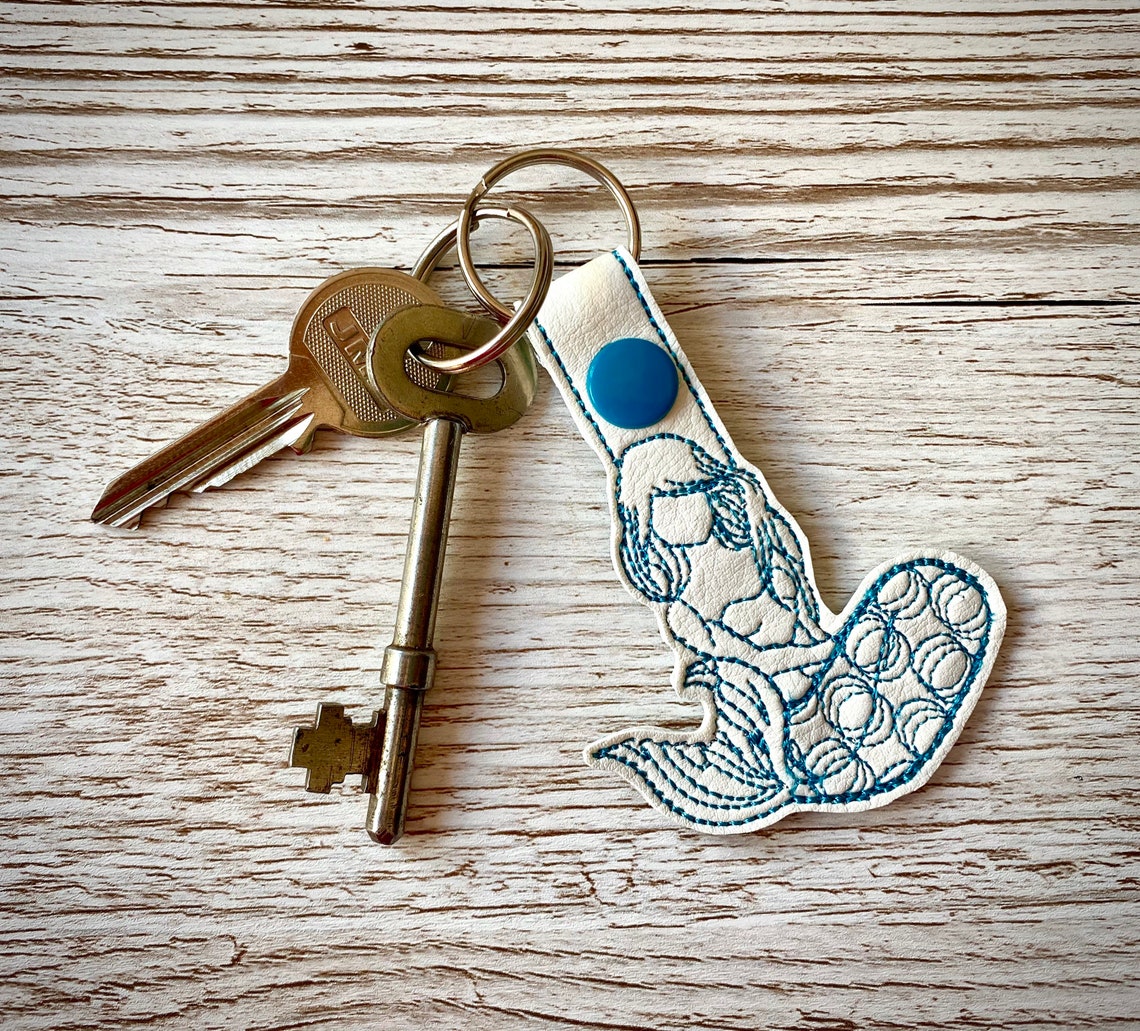 Mermaid Key Fob Embroidered Faux Leather. - Etsy UK