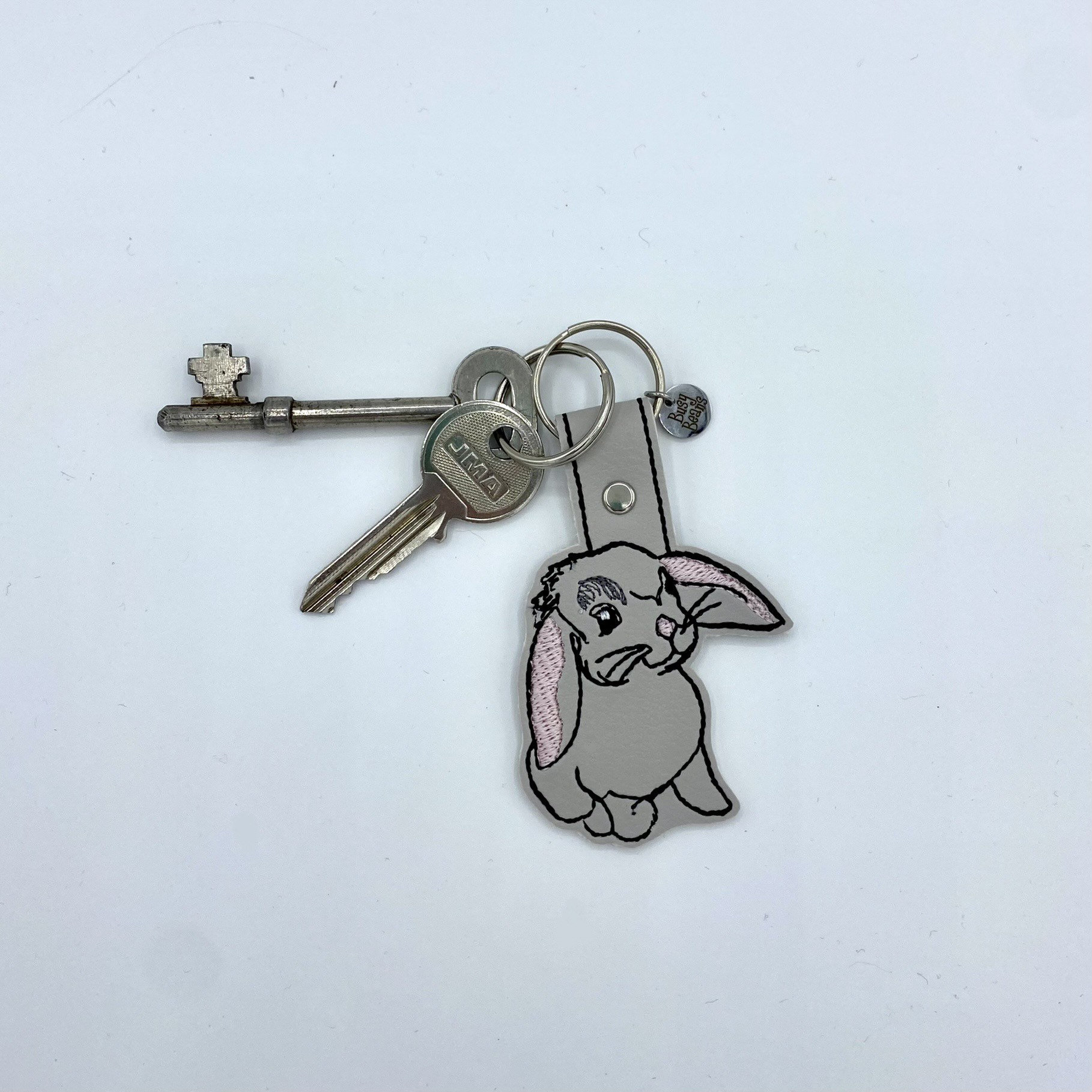 Rabbit Embroidered Leatherette Key Fob Faux Leather Keyring. - Etsy UK