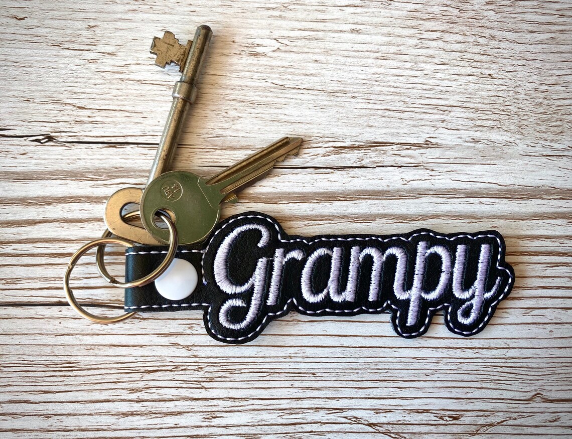 Grampy Personalised Key Fob Handmade Embroidered Leatherette. - Etsy UK