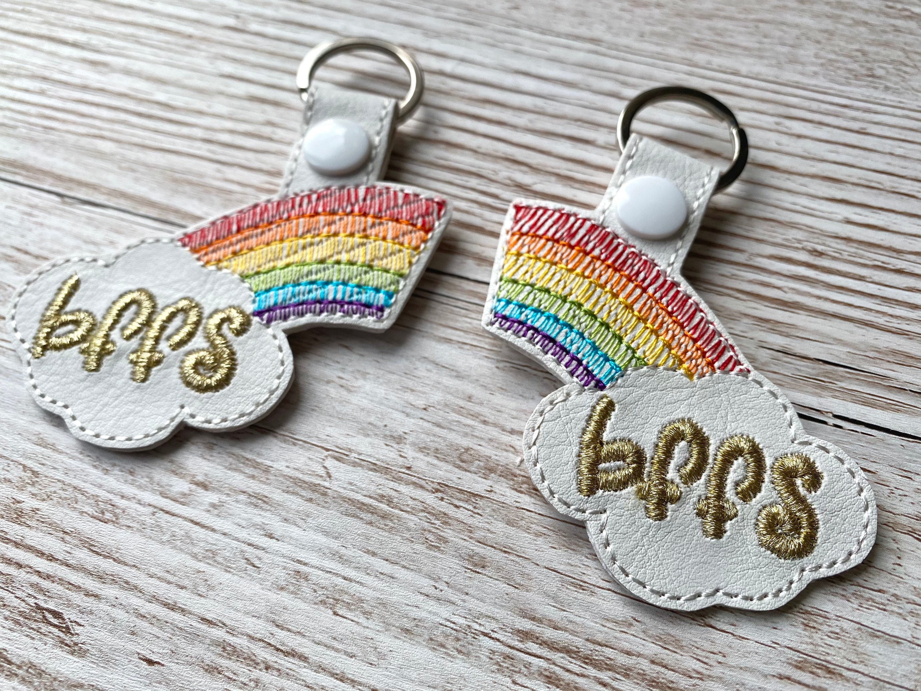 Best Friends Rainbow Keyring Set Embroidered Faux Leather - Etsy UK