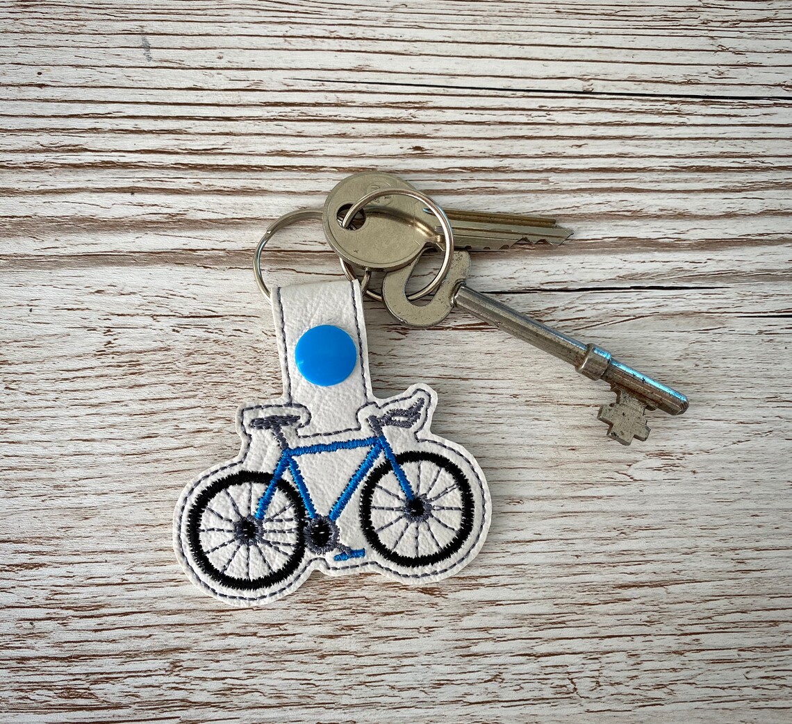 Bicycle Key Fob Embroidered on Faux Leather Sports Bike - Etsy UK
