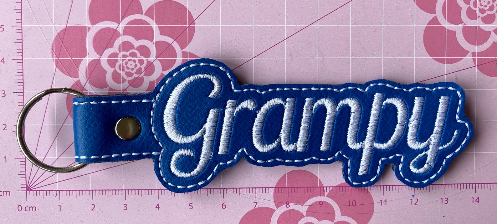 Grampy Personalised Key Fob Handmade Embroidered Leatherette. - Etsy UK