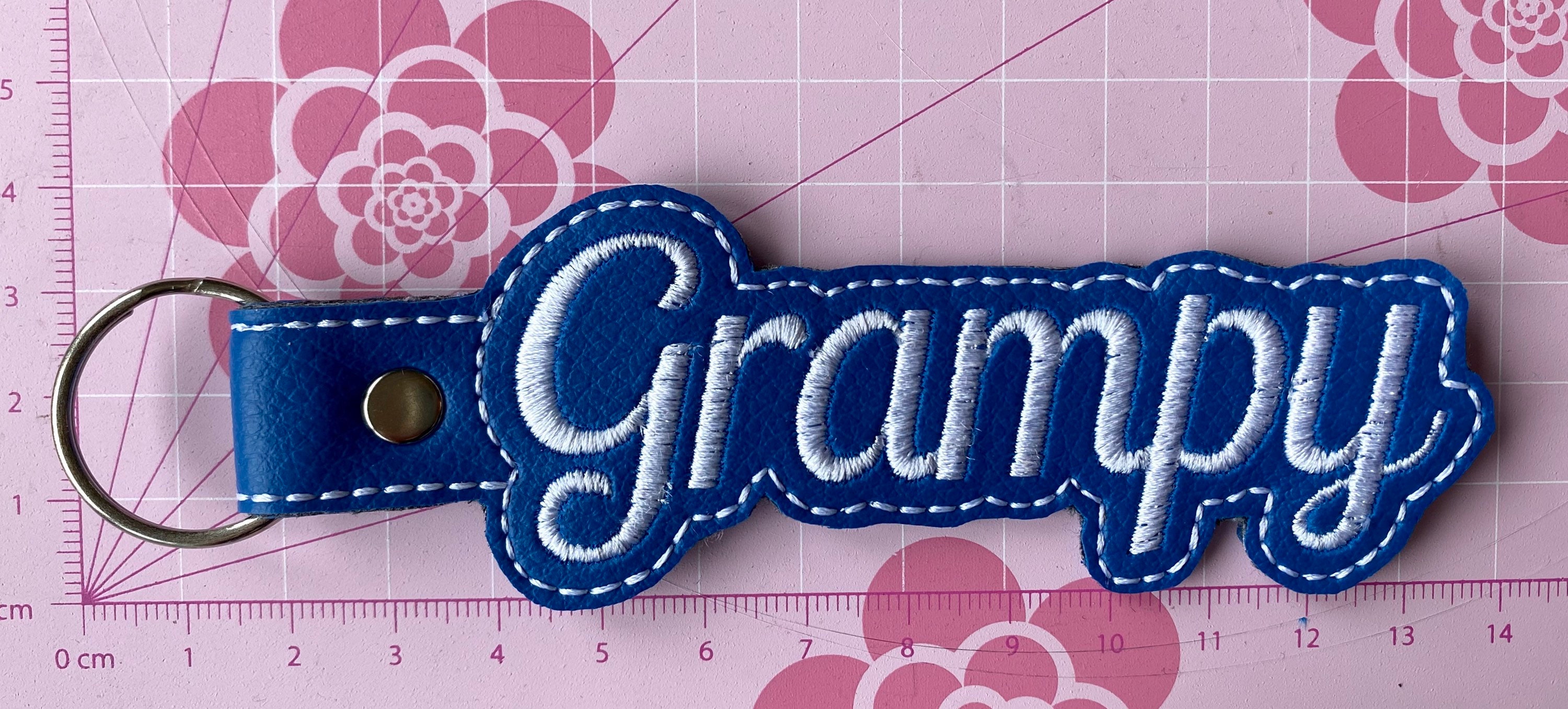 Grampy Personalised Key Fob Handmade Embroidered Leatherette. - Etsy UK