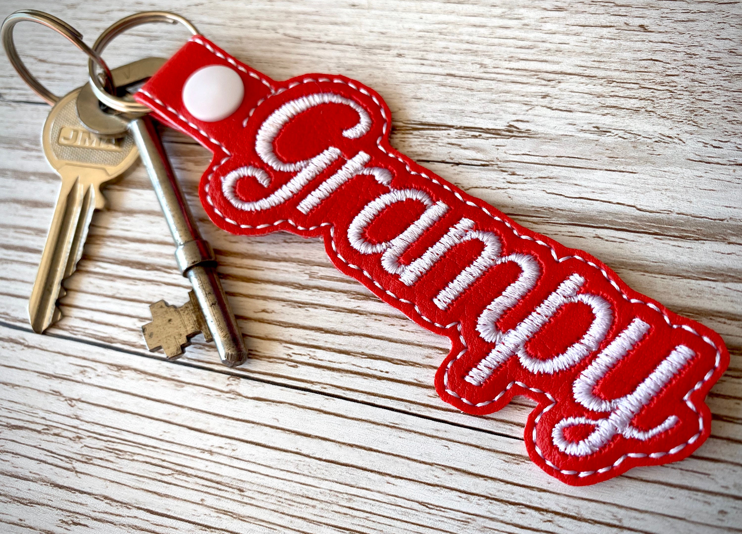 Grampy Personalised Key Fob Handmade Embroidered Leatherette. - Etsy UK