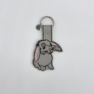Rabbit Embroidered Leatherette Key Fob Faux Leather Keyring. - Etsy UK