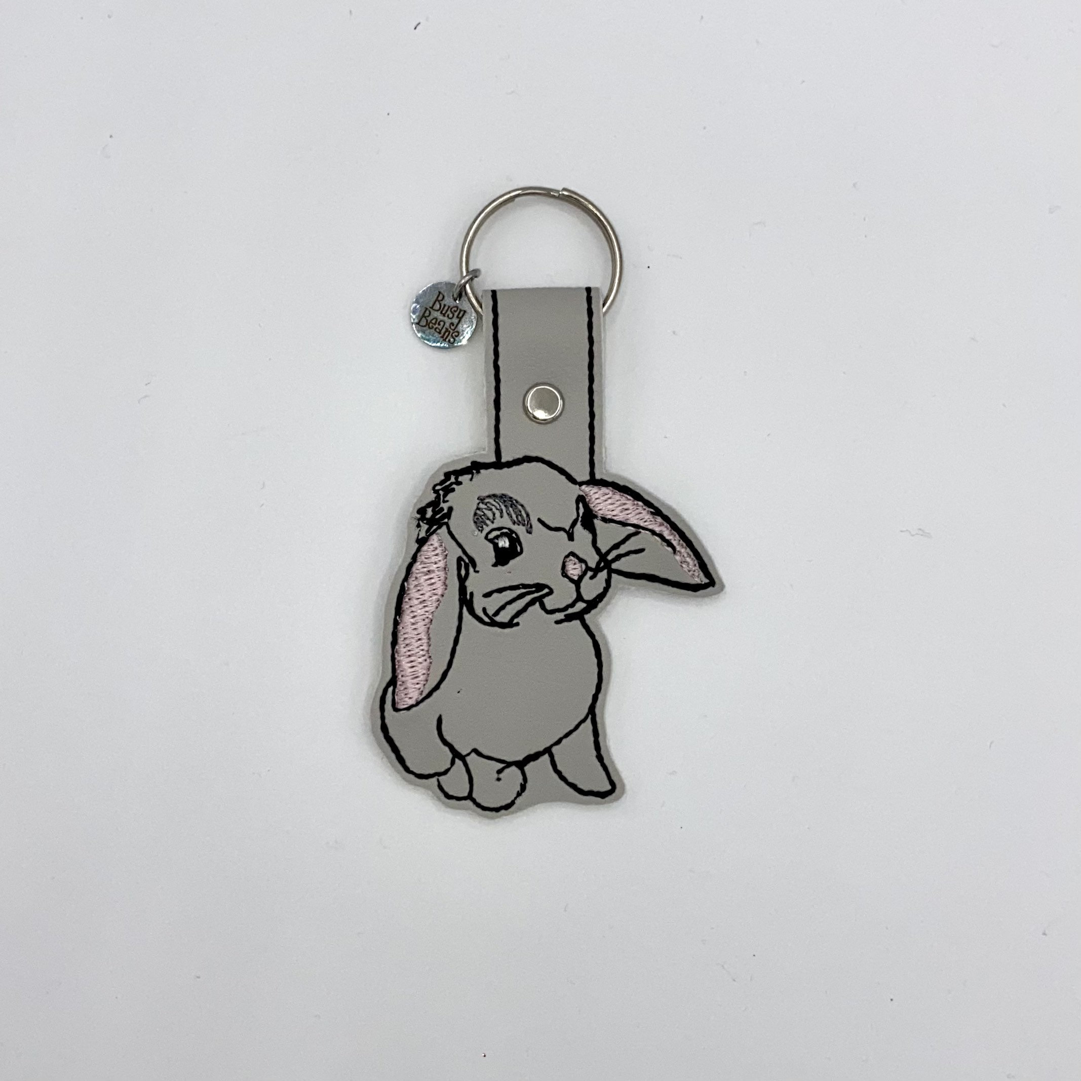 Rabbit Embroidered Leatherette Key Fob Faux Leather Keyring. - Etsy UK