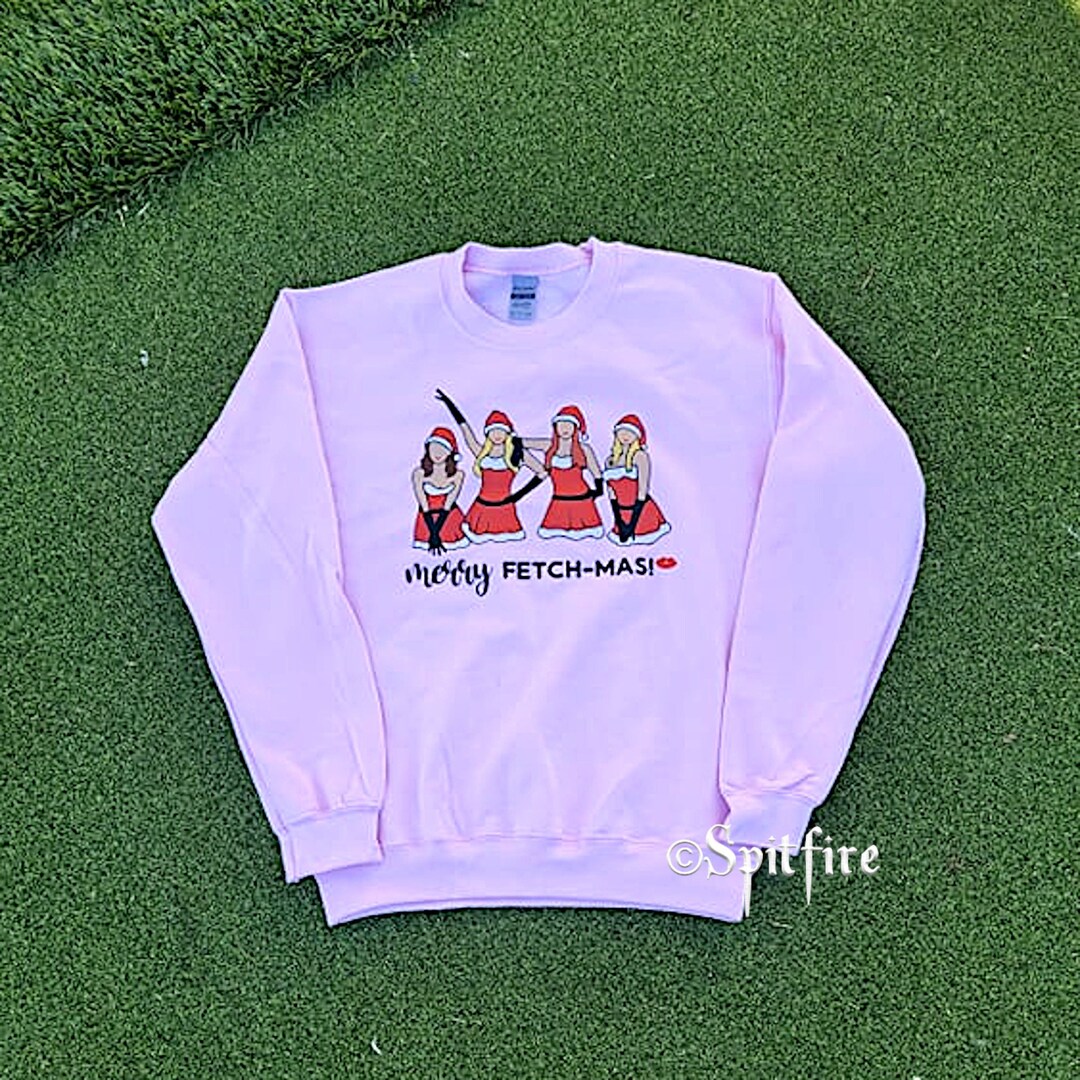 Merry Fetchmas Crew Neck- Light Pink, Mean Girls, Christmas, Sweater ...