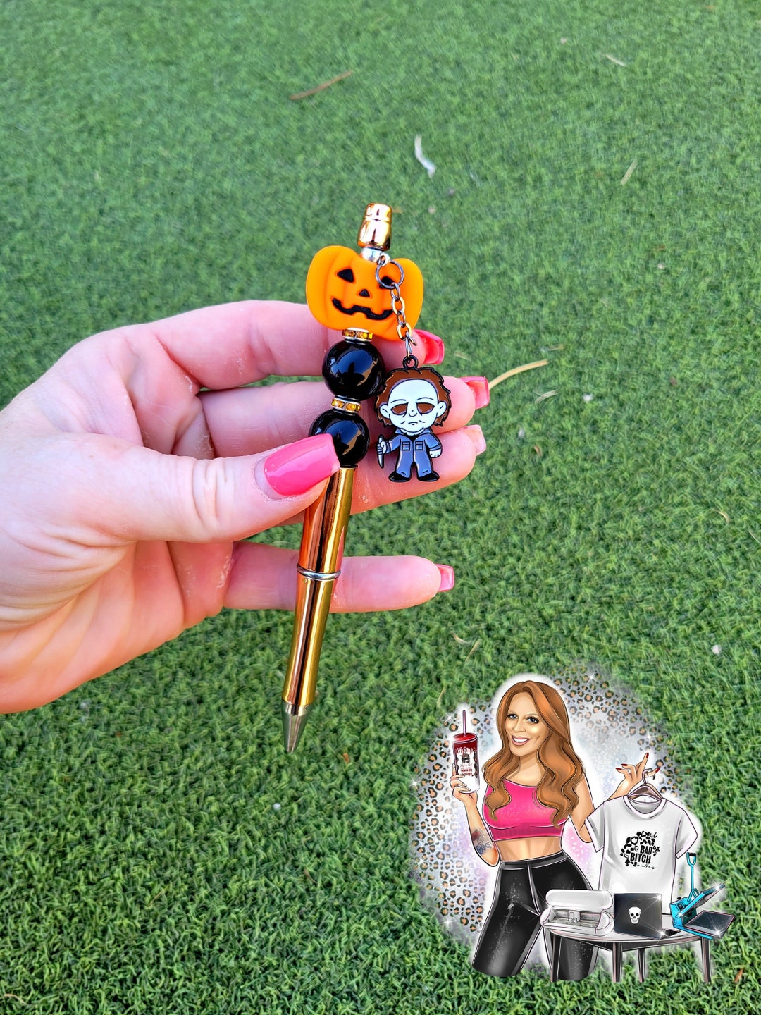 Beaded Horror Pen 3 Options, Scary Movies, Bloody Beads, Rhinestone ...