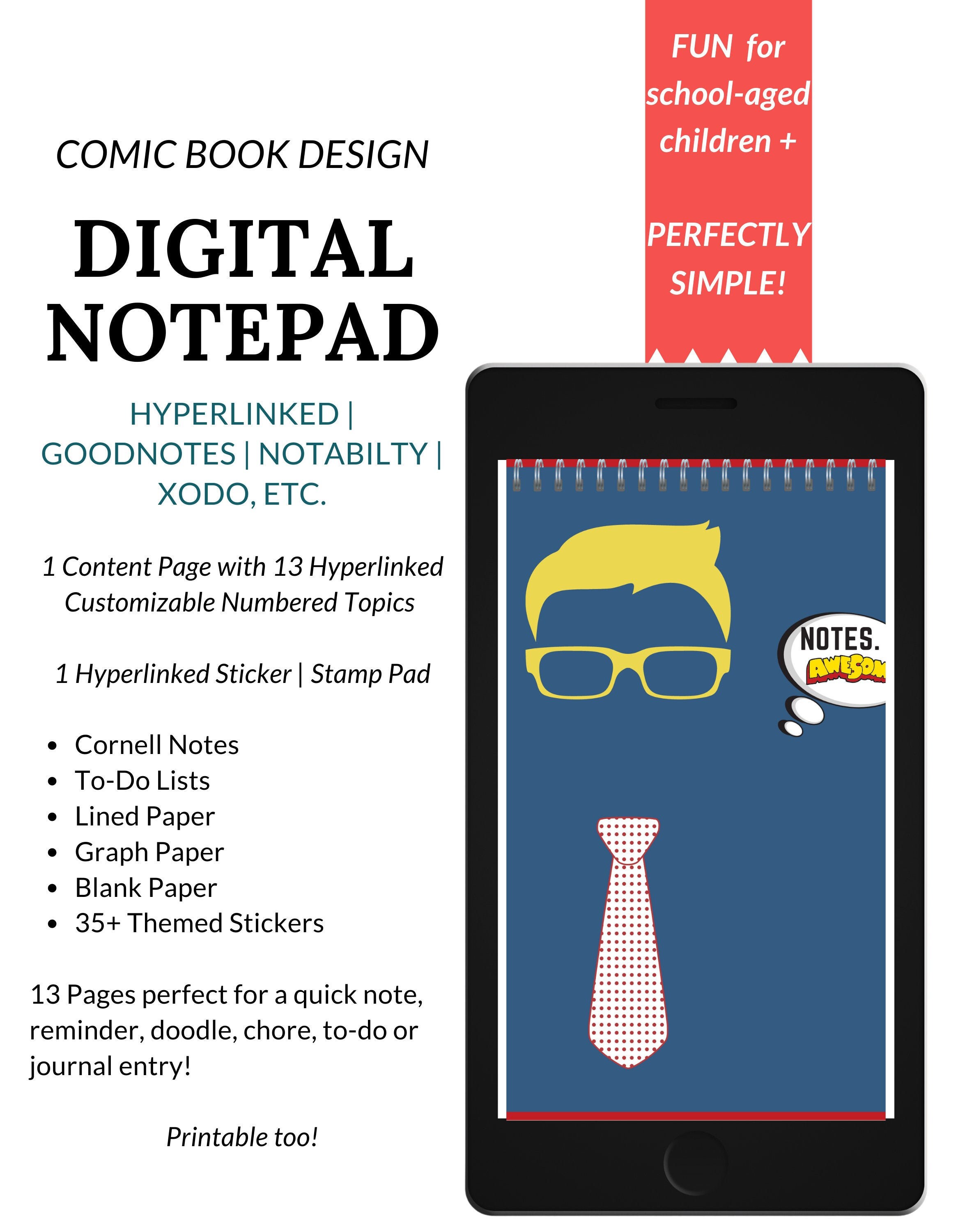 COMIC DIGITAL NOTEPAD Digital Notepad for Ipad/android - Etsy