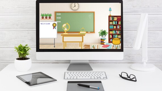 TEACHER ZOOM BACKGROUND Bundle Classroom Backdrop Instant - Etsy