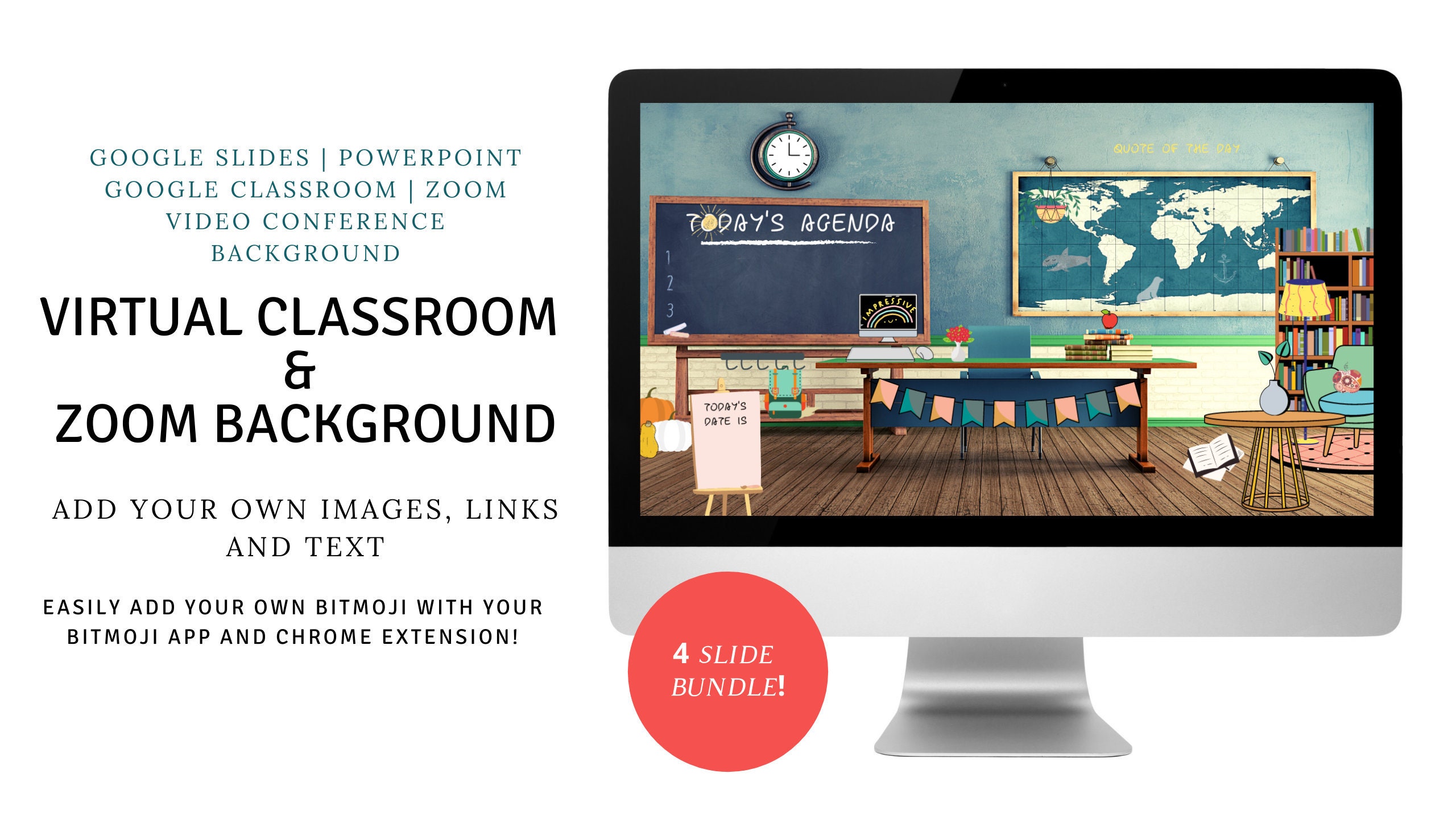 TEACHER ZOOM BACKGROUND Bundle | Classroom Backdrop | Instant Download ...