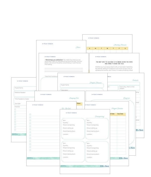 DIY Craft Project Workbook, Digital Printable Worksheets. Project ...