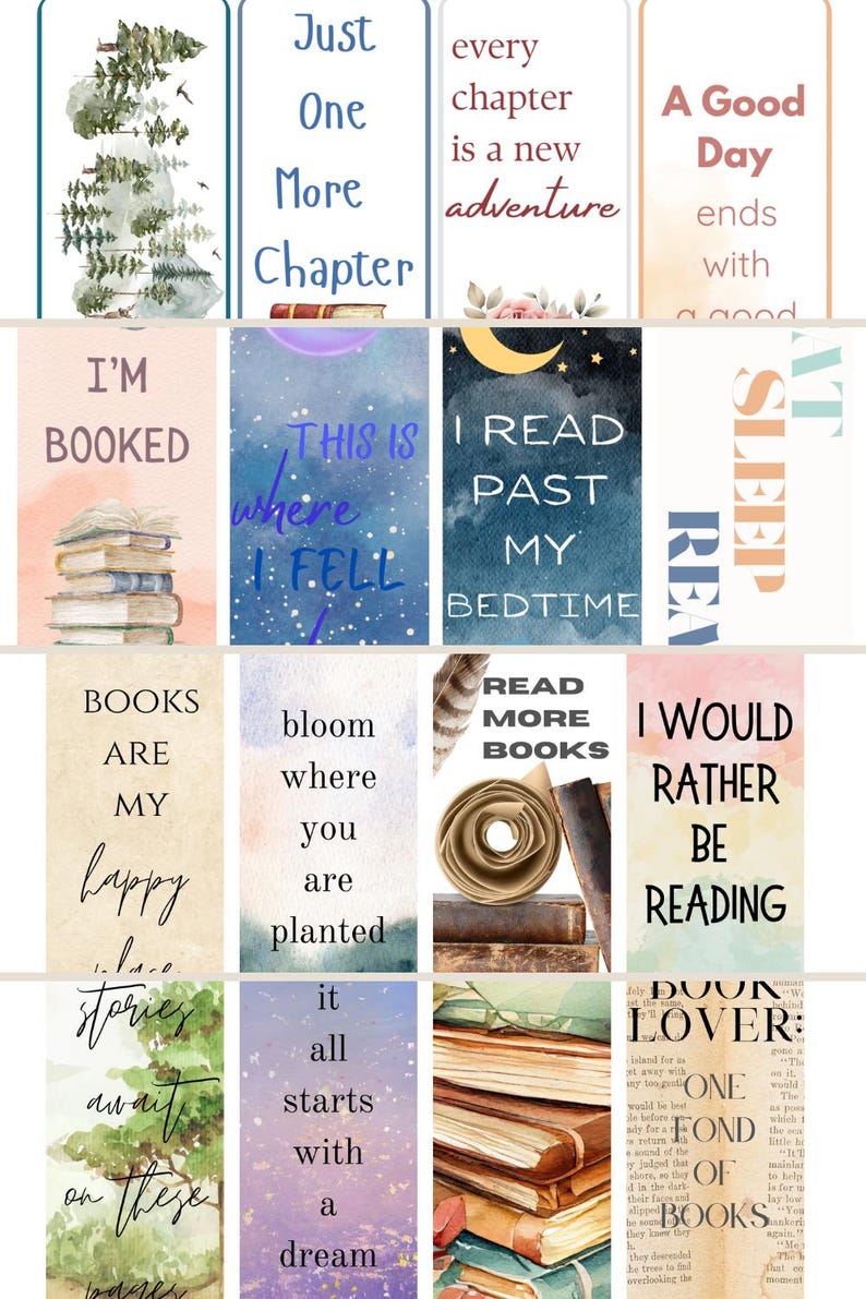 24 Printable Bookmarks, Book Lovers, Reading, Book Club, Bookish ...