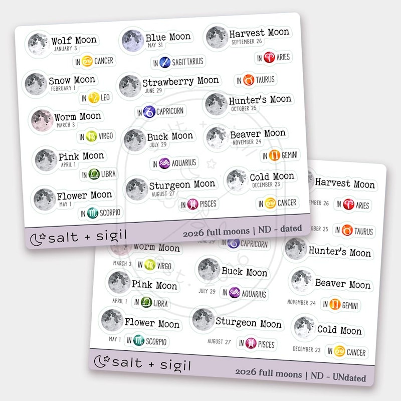 Full Moon Stickers for 2026 - Etsy