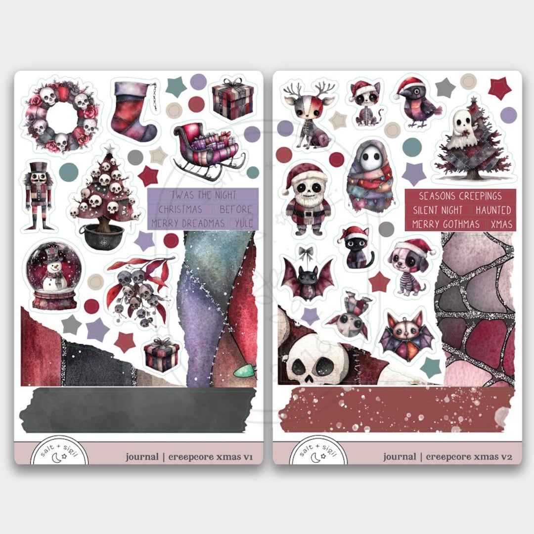 Creepcore Xmas // Journal Kit - Planner Sticker, Holiday, Yule, Spooky ...
