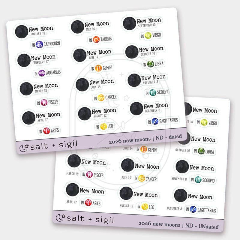 2026 New Moon Stickers - Etsy