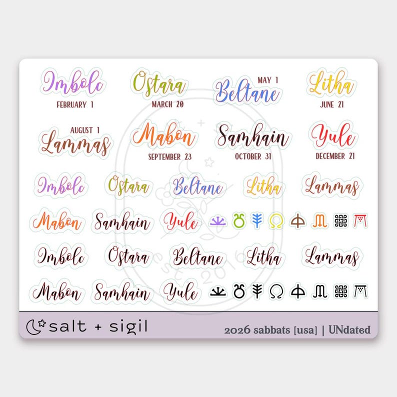 Sabbats 2026 // Planner Stickers | Celestial Events, Gift, Lunar - Etsy