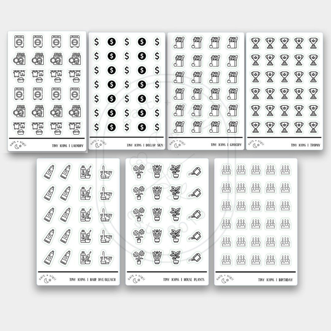 Household // Foil Tiny Icons - Planner Stickers, Gift, Adulting - Etsy
