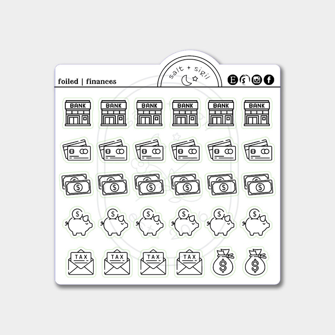 Finances // Foil Icons - Planner Stickers, Gift, Money - Etsy