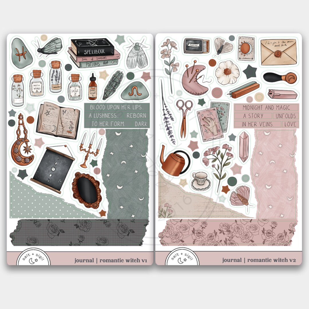 Romantic Witch // Journal Kit - Planner Stickers, Collage, Pagan ...