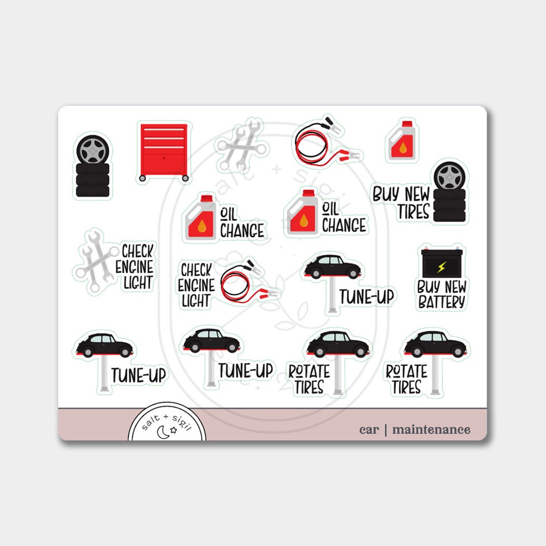Car Maintenance // Planner Stickers - Journal, Collage, Household, Gift ...