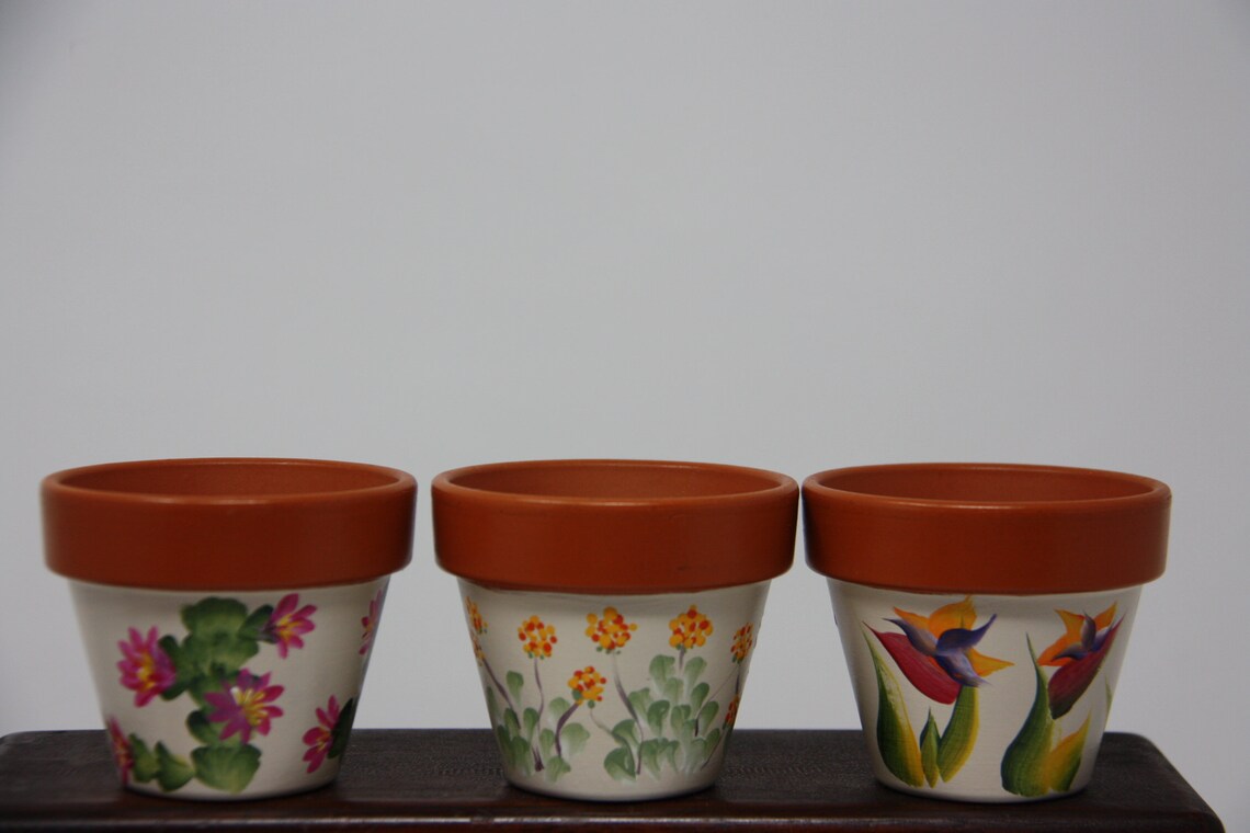 Mini Hand Painted Flower Pots, Succulent Pot, Flower Pot Party Favors ...