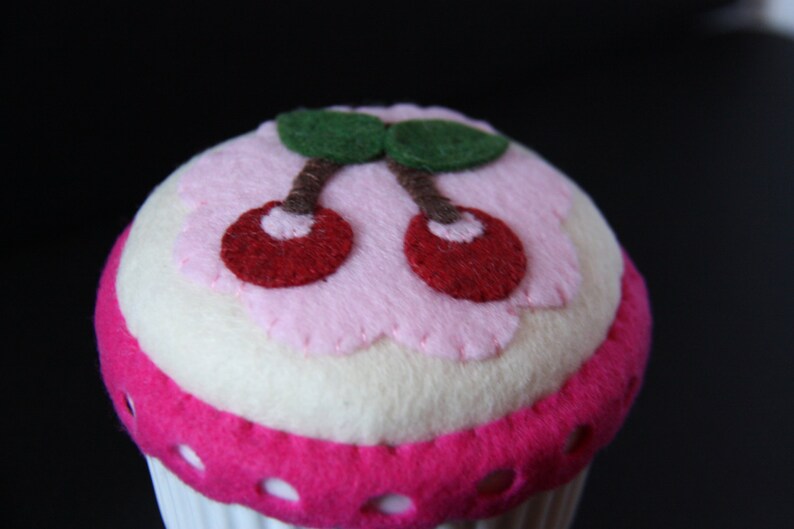 Handmade Felt Cherry Applique Muffin Pin Cushion Sewing - Etsy