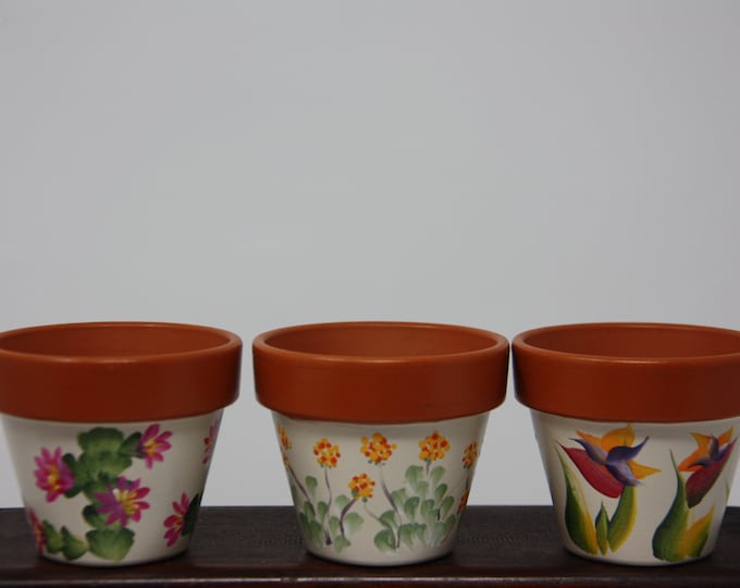 Mini Hand Painted Flower Pots, Succulent Pot, Flower Pot Party Favors ...