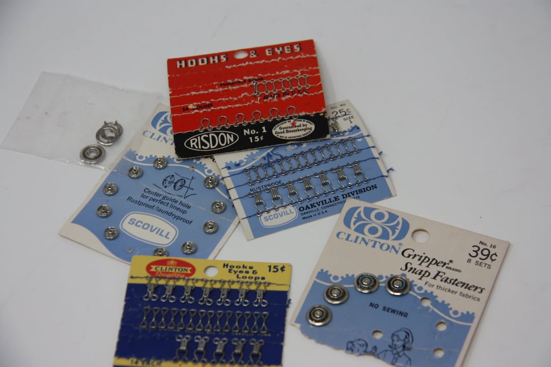 Vintage Sewing Notions, Vintage Snaps Hooks and Eyes Hosiery Mending ...