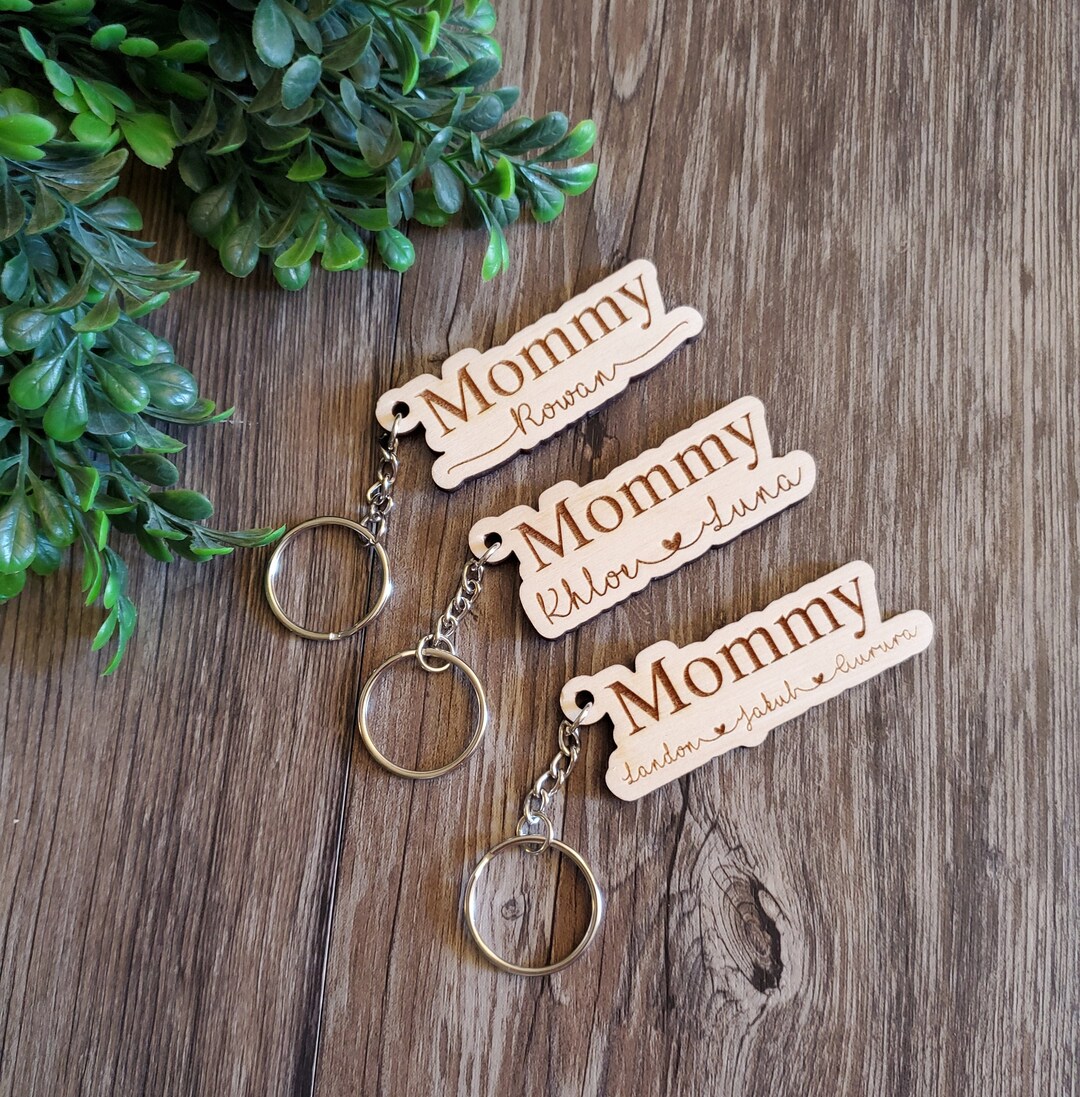 Custom Laser Engraved Mom Key Chain With Kids Names - Etsy