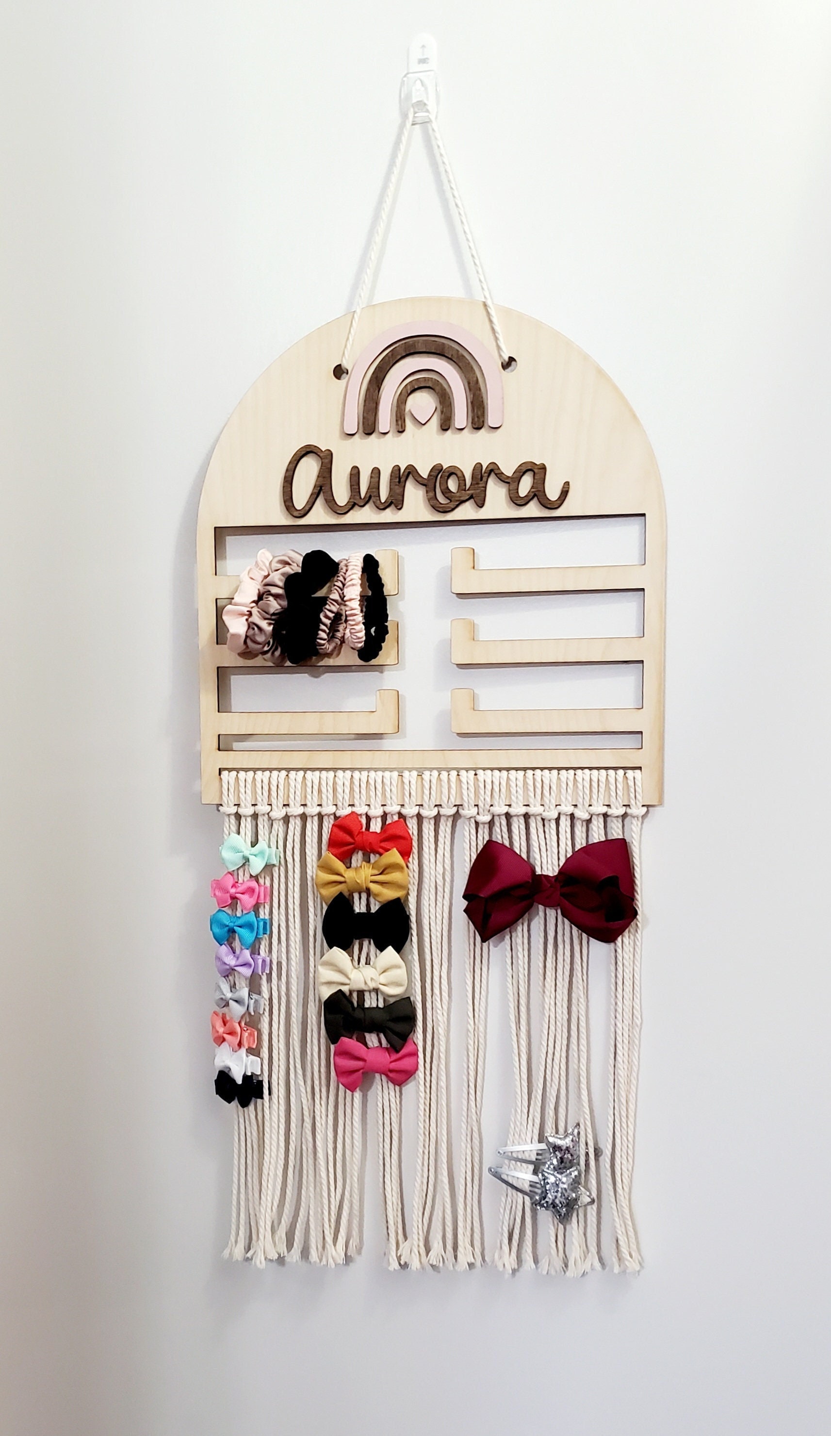 Custom Rainbow Macramé Wall Hanging Hair Bow and Headband Holder ...