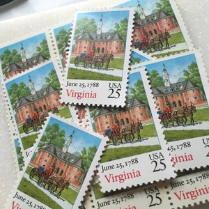 Virginia Postage Stamps | 10 Unused Vintage Postage Stamps | 25 Cents ...