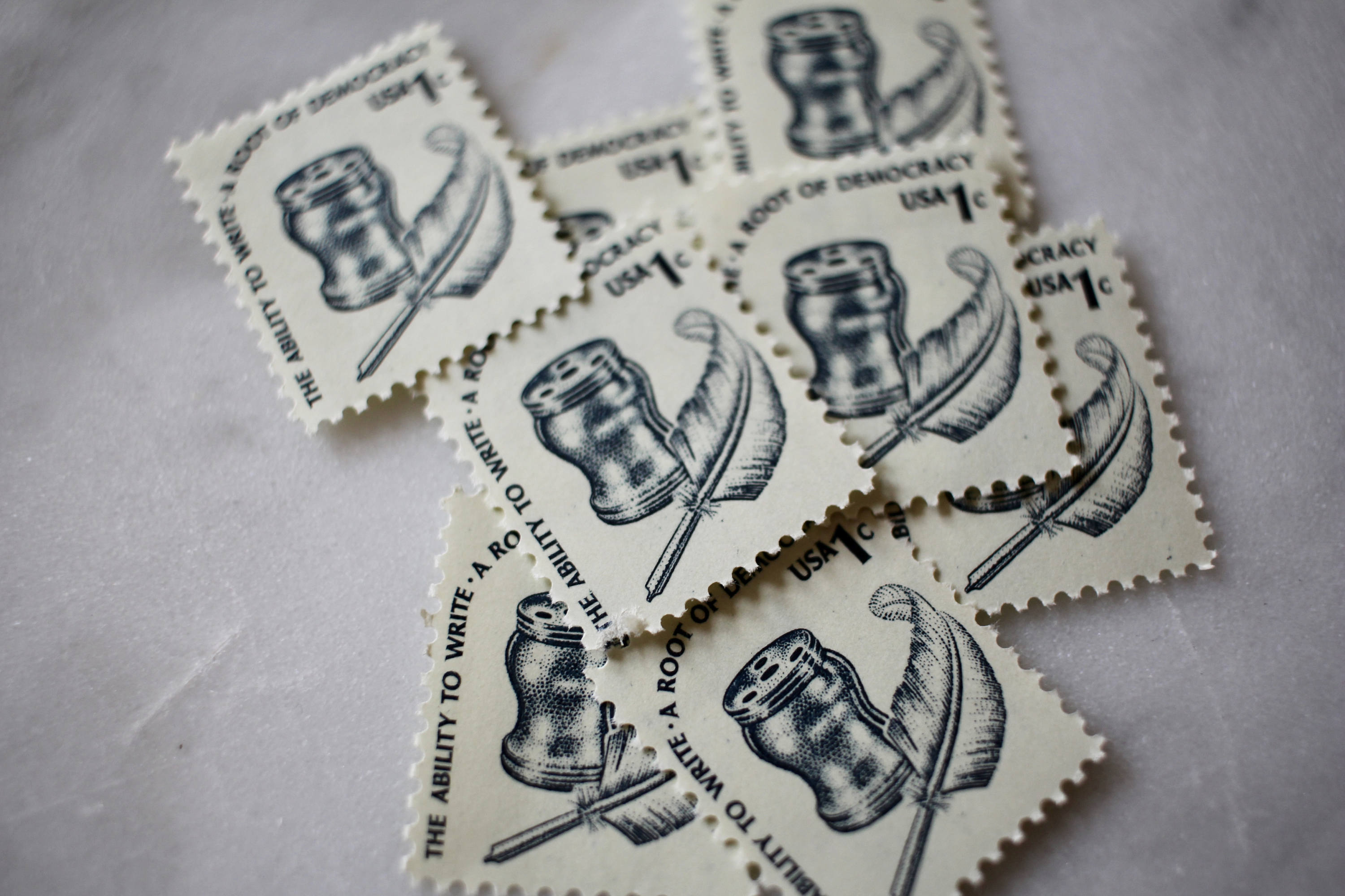 Inkwell and Quill Pen Postage Stamps 10 Unused Vintage - Etsy