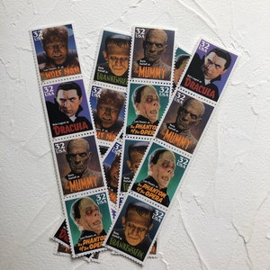 Classic Monster Stamps | 5 Unused Vintage Postage Stamps | 32 Cents ...