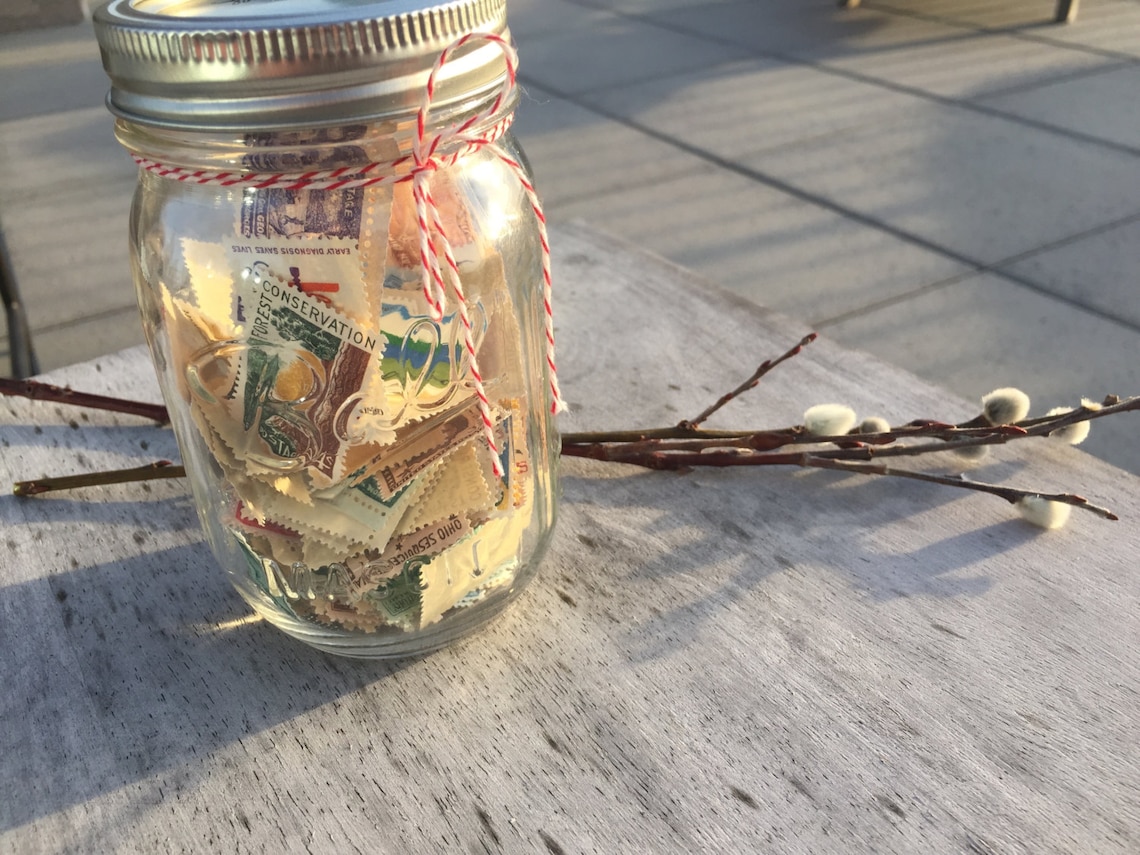 50 UNUSED Vintage Postage Stamps With Mason Jar 1 to 8 Cent - Etsy