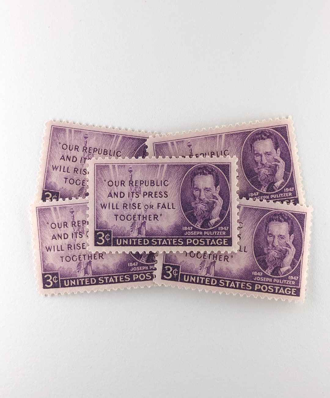Joseph Pulitzer Stamps | 10 Unused Vintage Postage Stamps | 3 Cents ...