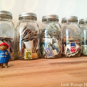100 USED Postage Stamps in Mason Jar | Vintage Stamps off Paper | Use ...