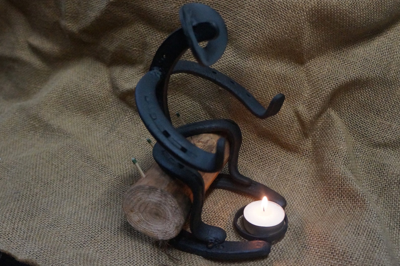 Horseshoe Cowboy Votive Candle Fireside With Match Holder - Etsy